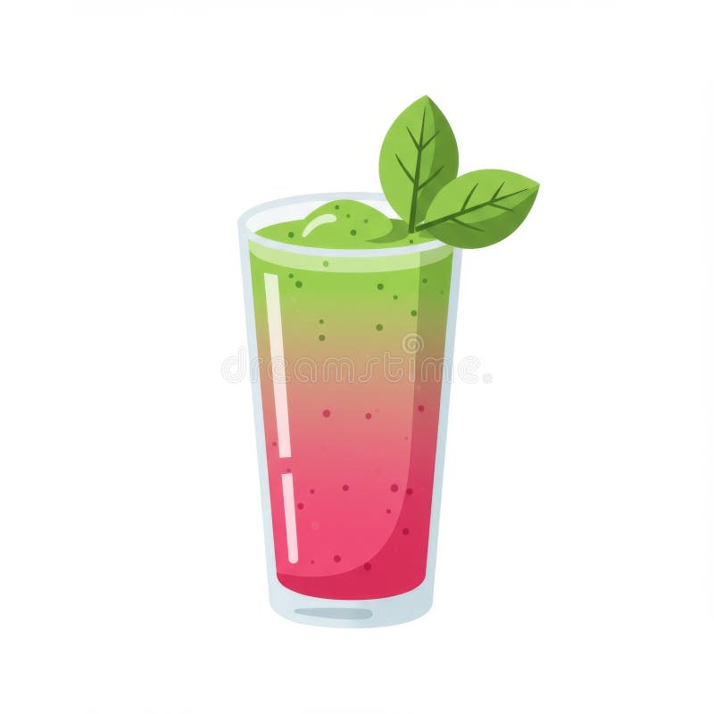 Pixel Art Smoothie with Green and Red Gradient in a Glass with Mint ...