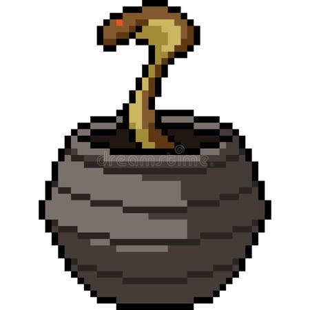 Pixel art snake in pot stock vector. Illustration of cartoon - 269180499