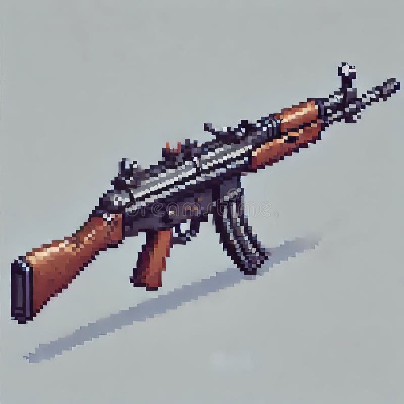 Pixel Art Sniper-Modified Rifle Stock Illustration - Illustration of ...