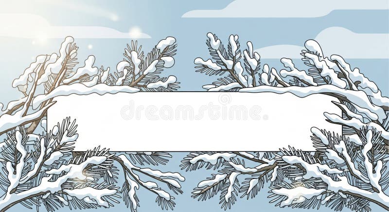 Pixel Art Snow Covered Branches Frame Against a Light Blue Sky ...