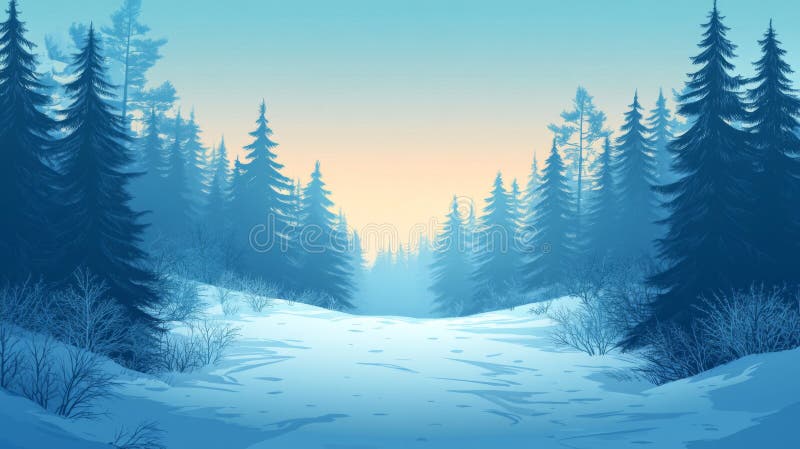 Pixel Art Snowy Forest Path at Sunrise Stock Illustration ...