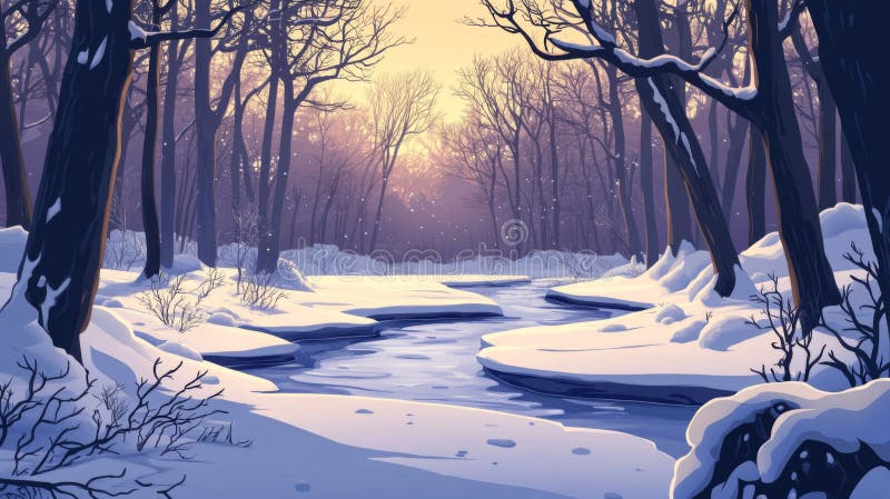 Pixel Art Snowy Forest Stream Sunset Stock Illustrations – 4 Pixel Art ...