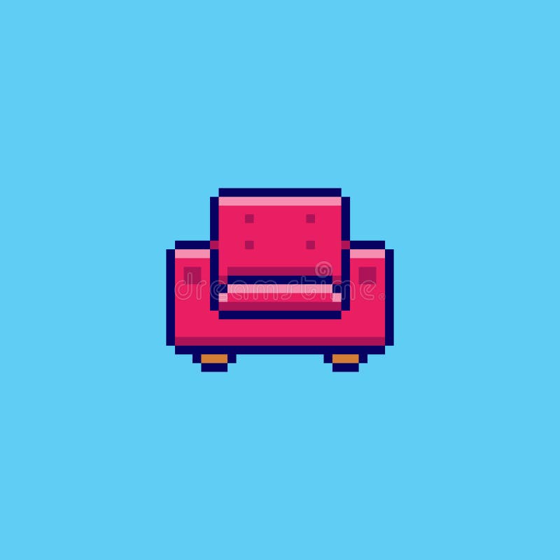 Pixel Art Sofa Game Asset Design Stock Vector - Illustration of ...