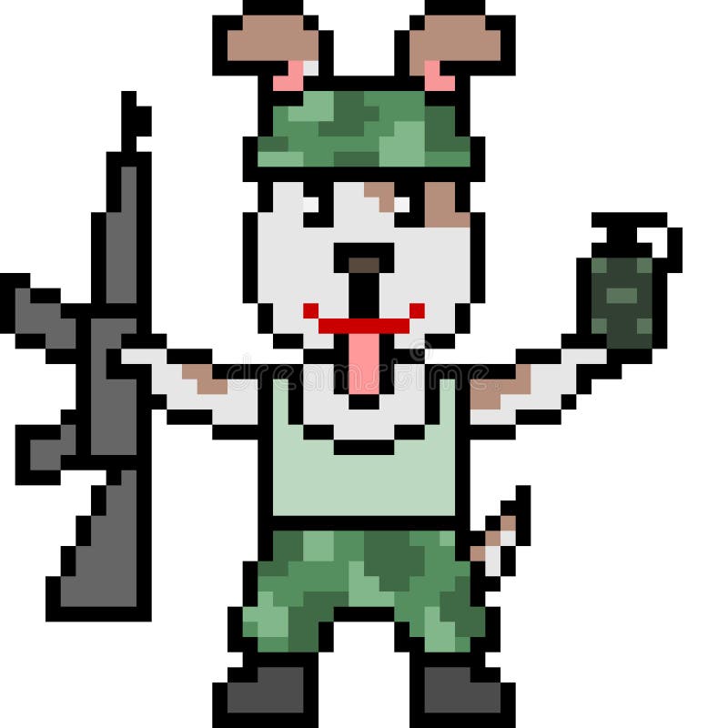 Pixel art soldier dog stock illustration. Illustration of character ...