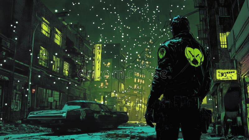 Pixel Art Soldier in Snowy City at Night Stock Illustration ...