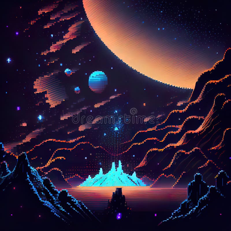 Pixel Art Space Background - Ai Generated Stock Illustration ...