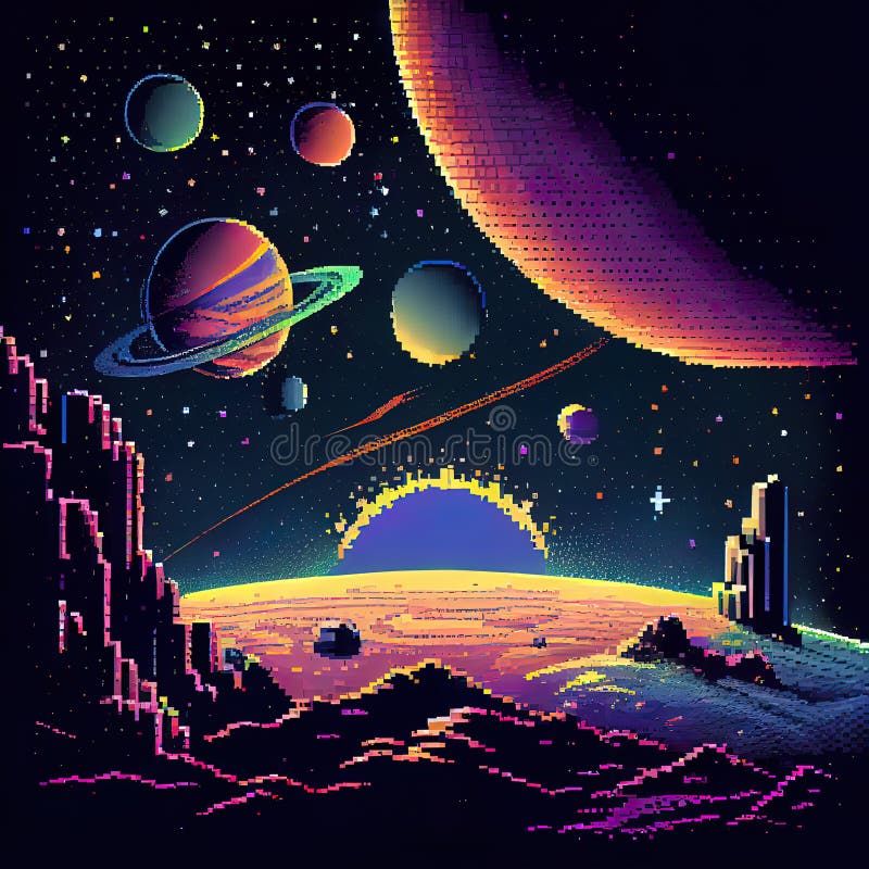 Pixel Art Space Background - Ai Generated Stock Illustration ... Pixel Art Space Background - Ai Generated Stock Illustration ...