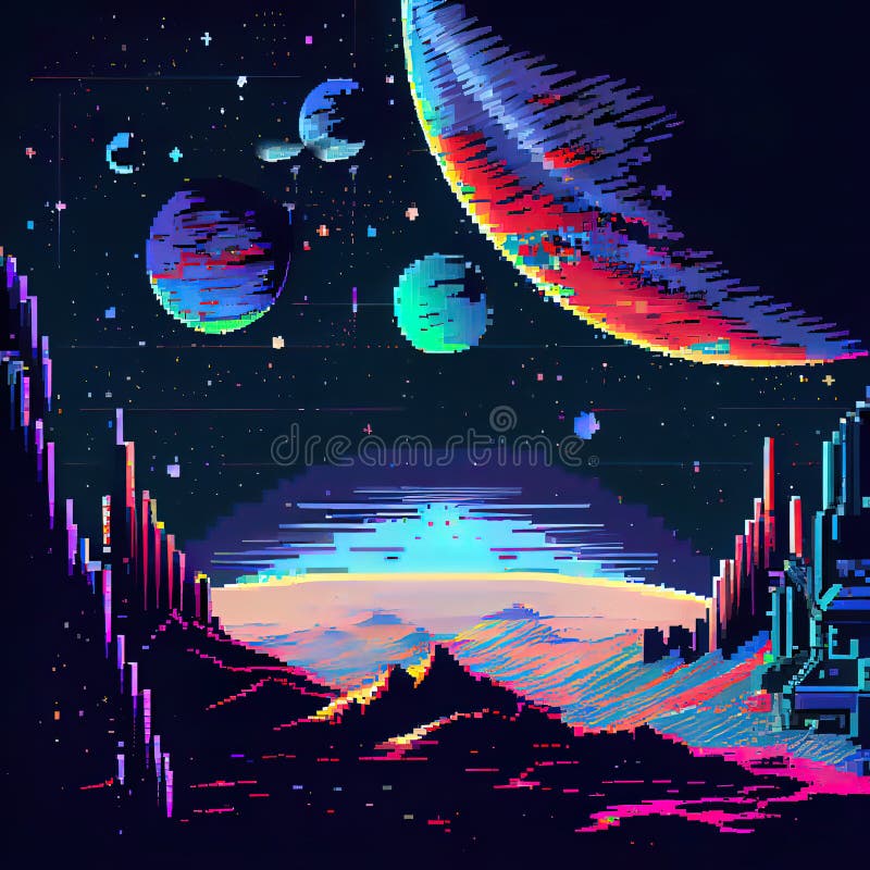 Pixel Art Moon Space Stock Illustrations – 362 Pixel Art Moon Space ...