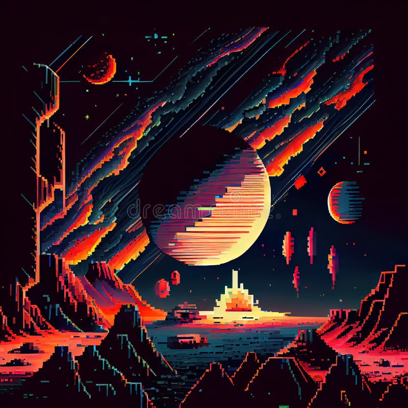 Pixel Art Space Background - Ai Generated Stock Illustration ... Pixel Art Space Background - Ai Generated Stock Illustration ...