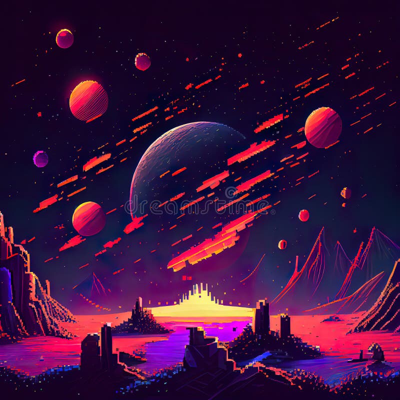 Pixel Art Space Background - Ai Generated Stock Illustration ... Pixel Art Space Background - Ai Generated Stock Illustration ...