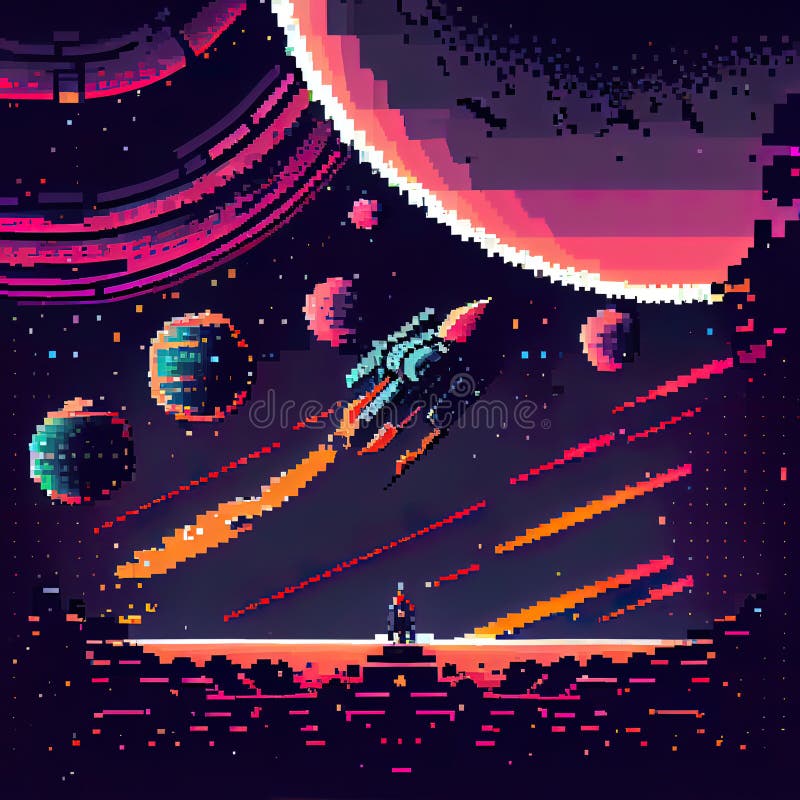 Pixel Art Space Background - Ai Generated Stock Illustration ...