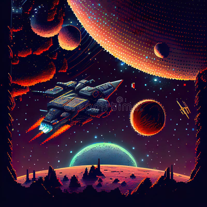 Pixel Art Space Background - Ai Generated Stock Illustration ...