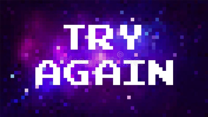 Pixel Art Space Background with Message Try Again Stock Vector ...