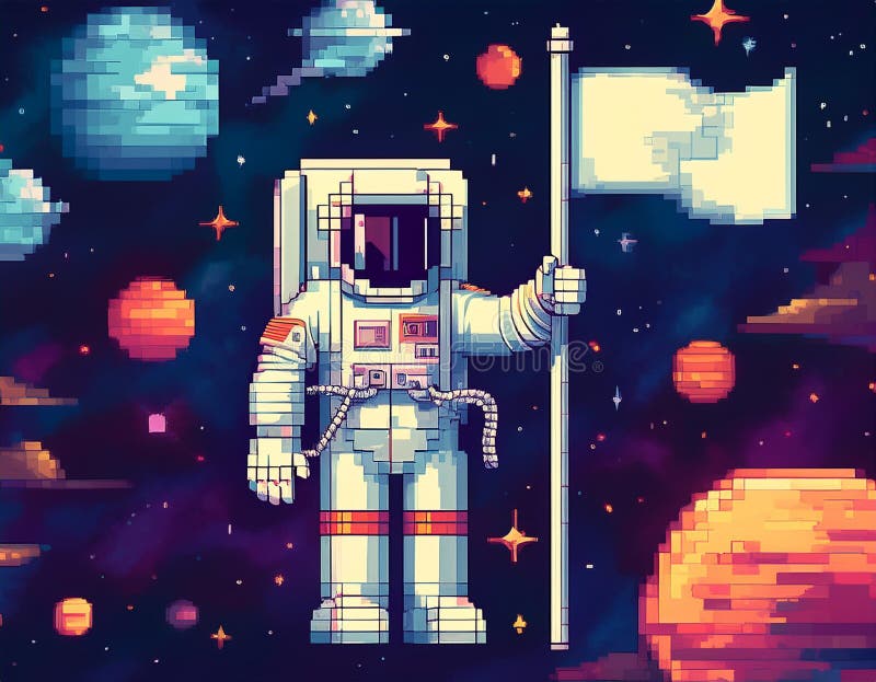 Pixel Art Space Explorer Astronaut Стоковое Изображение - изображение ...