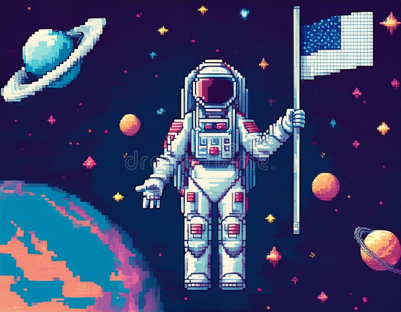 Pixel Art Space Explorer Astronaut Стоковое Изображение - изображение ...