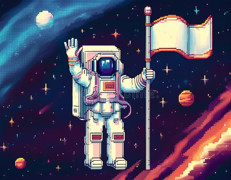 Pixel Art Space Explorer Astronaut Стоковое Изображение - изображение ...