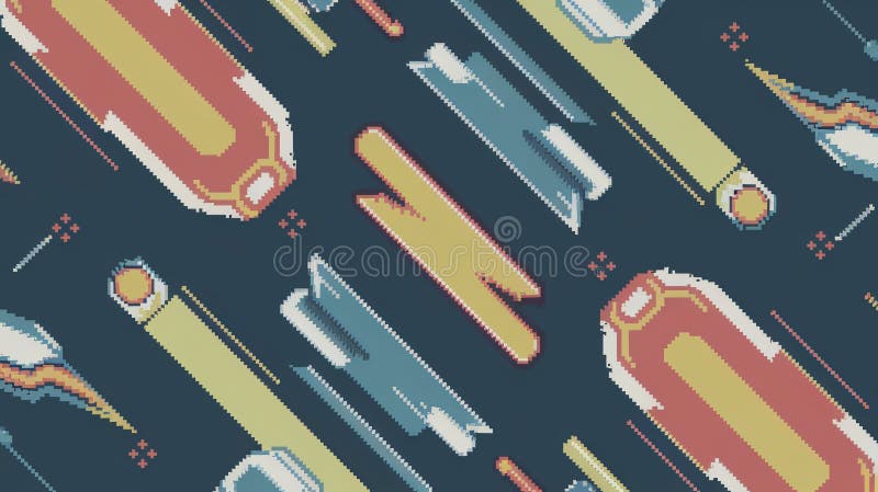 Pixel Art Space Objects, Seamless Retro Gaming Good Resolution Stock ...