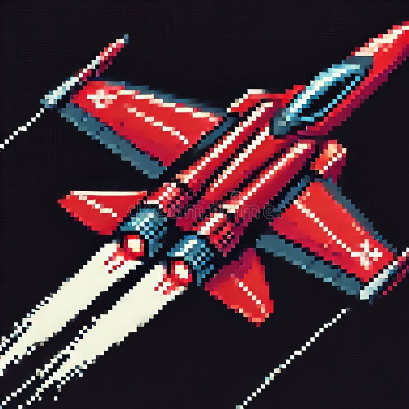 Pixel Art Space Shooter stock illustration. Illustration of cyberpunk ...