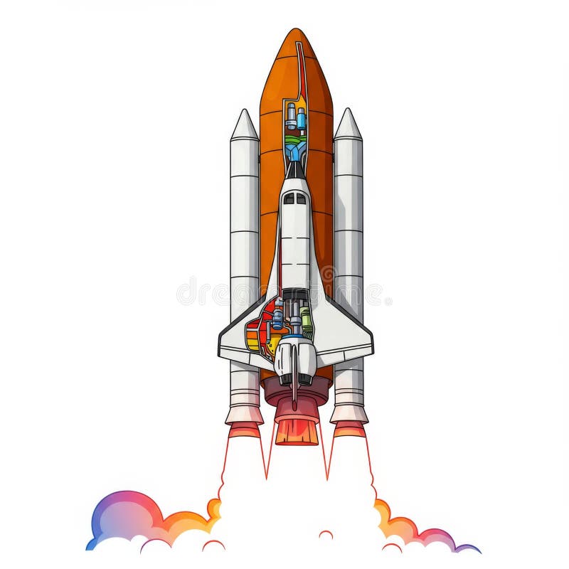 Pixel Art Space Shuttle Launch Illustration Stock Illustration ...