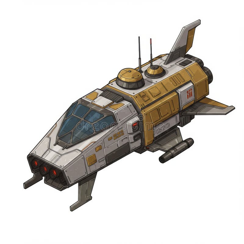 Pixel Art Spaceship Isometric View Stock Illustration - Illustration of ...