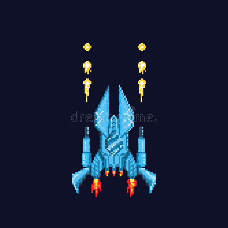 Pixel Art Spaceship Isolated Vector Stock Vector - Illustration of flat ...