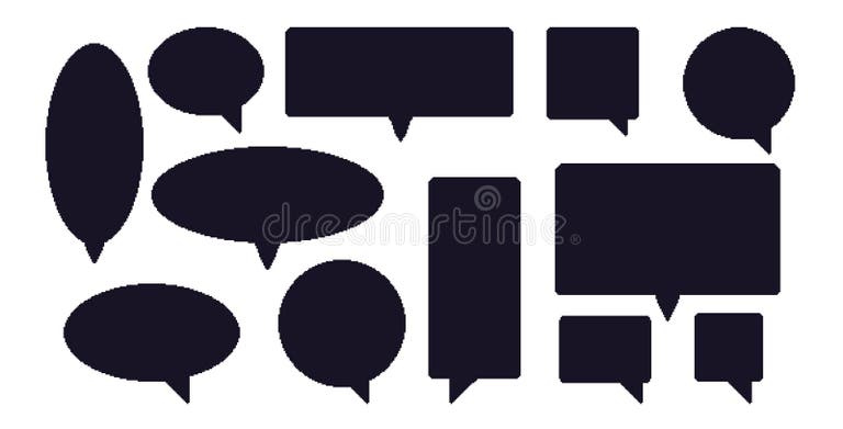 Pixel Art Speech Bubbles Simple Silhouette. 8 Bit Text Boxes Set Stock ...