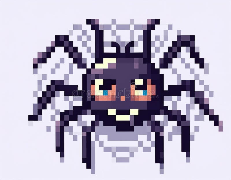 Pixel Art Spider Web Mascot with Eyes Stock Illustration - Illustration ...