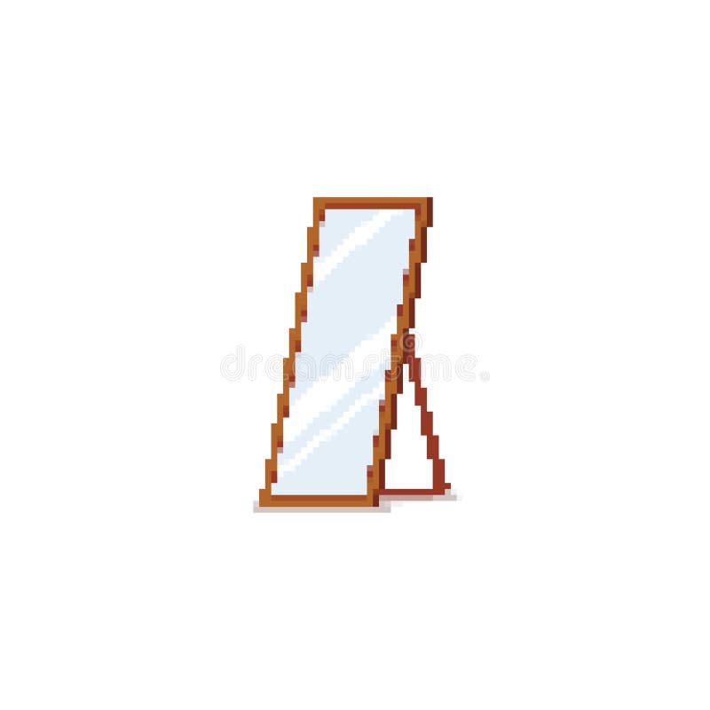 Pixel Art Square Mirror with Wooden Frame. Minimalistic Mirror Design ...