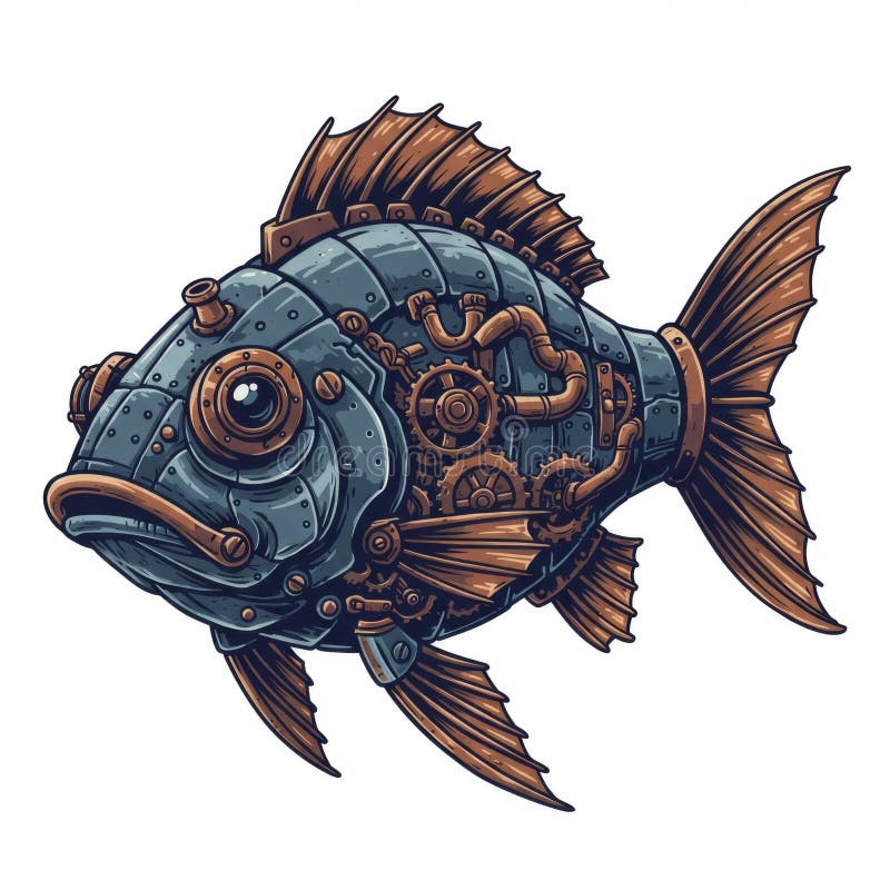 Pixel Art Steampunk Fish Illustration Stock Illustration - Illustration ...