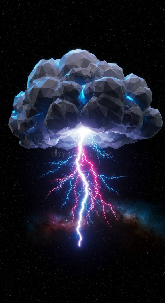 Pixel Art Storm Cloud with Lightning in Space Stock Illustration ...