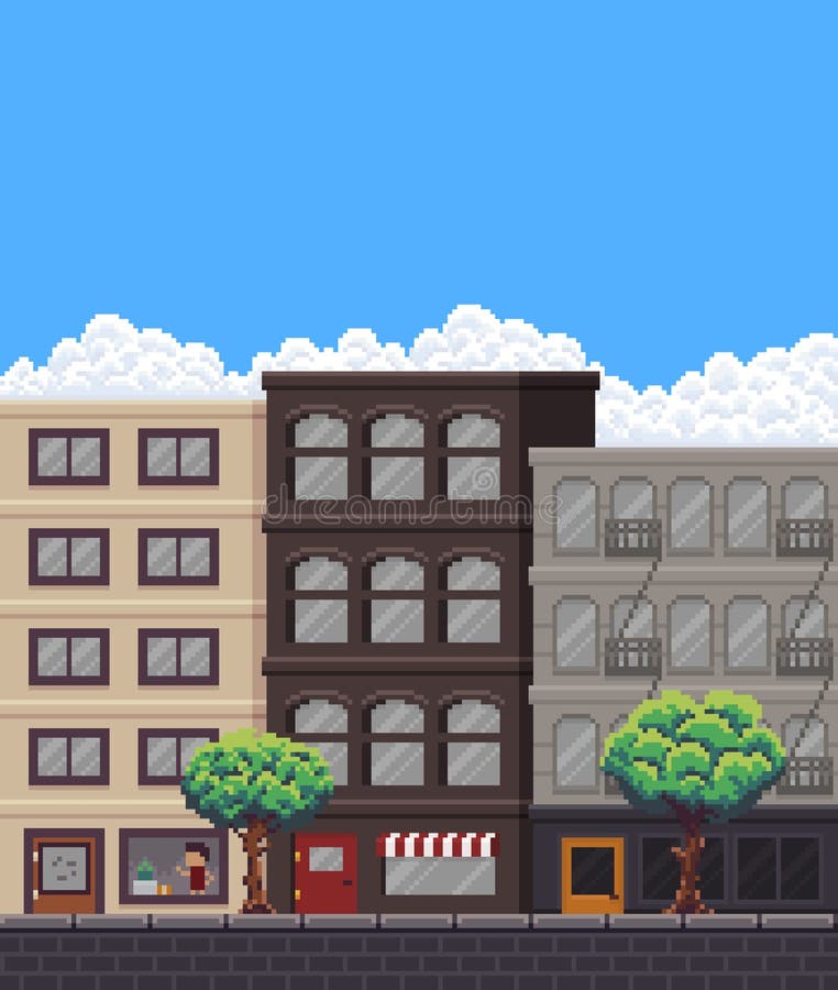 Pixel Art Street stock vector. Illustration of outdoor - 99878669