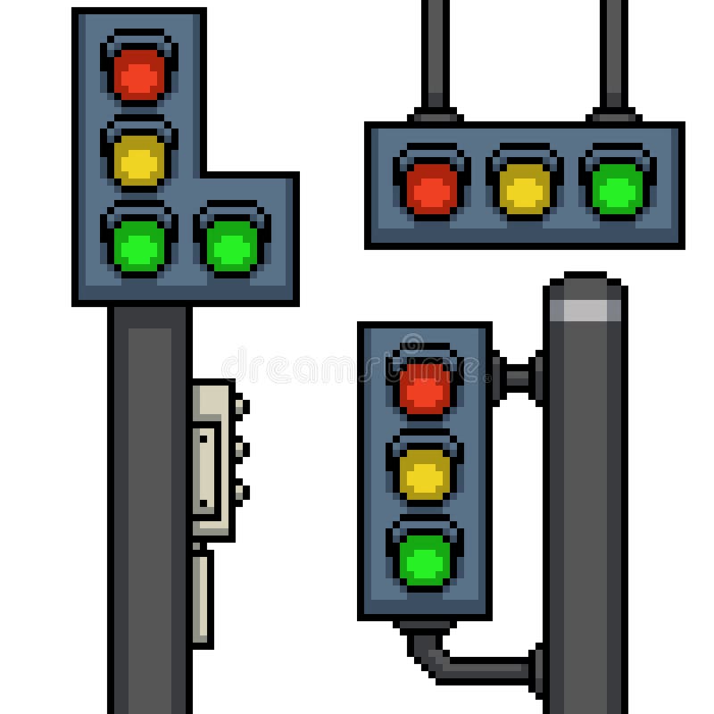 Pixel Art Street Traffic Light Stock Illustration - Illustration of ...