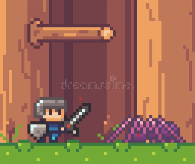 Pixel Art Style, Character in Game Arcade Play Vector. Man with Sharp ...