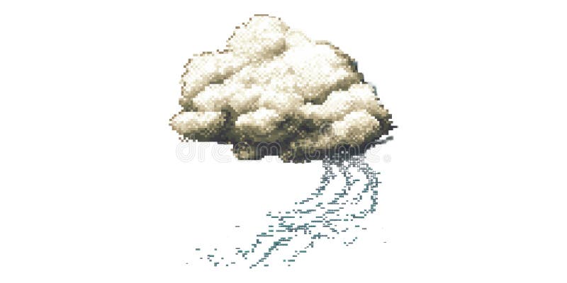 Pixel Art Style Cloud with Rain Isolated on Transparent Background ...
