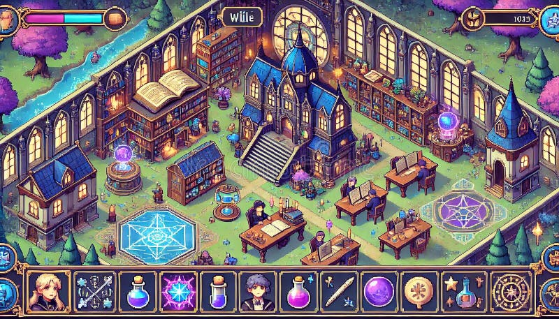 A Pixel Art-style Fantasy Game Interface for a Magic Academy Campus ...