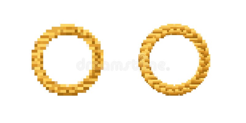 Pixel Art Style Golden Rings Depicting Unique Textures with Detailed ...