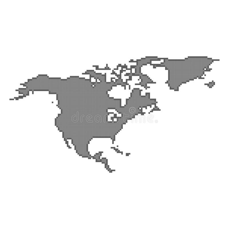 Pixel Art Style Illustration North America Map Stock Vector ...