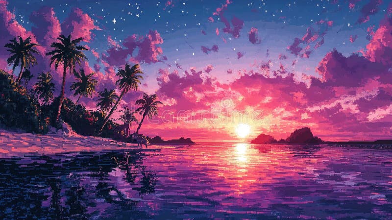 Pixel Art Beach Wallpaper Stock Illustrations – 455 Pixel Art Beach ...