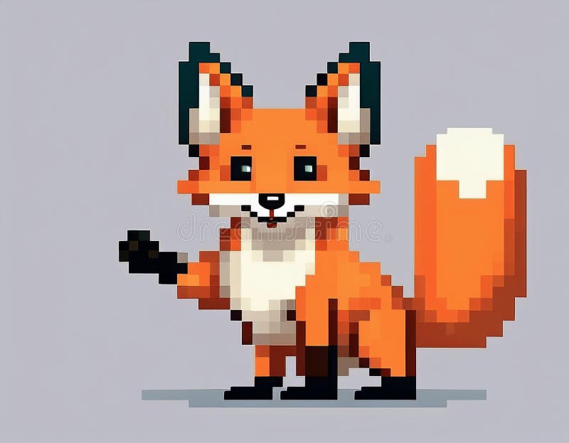 Pixel Art Style Fox Portrait Stock Illustration - Illustration of ...