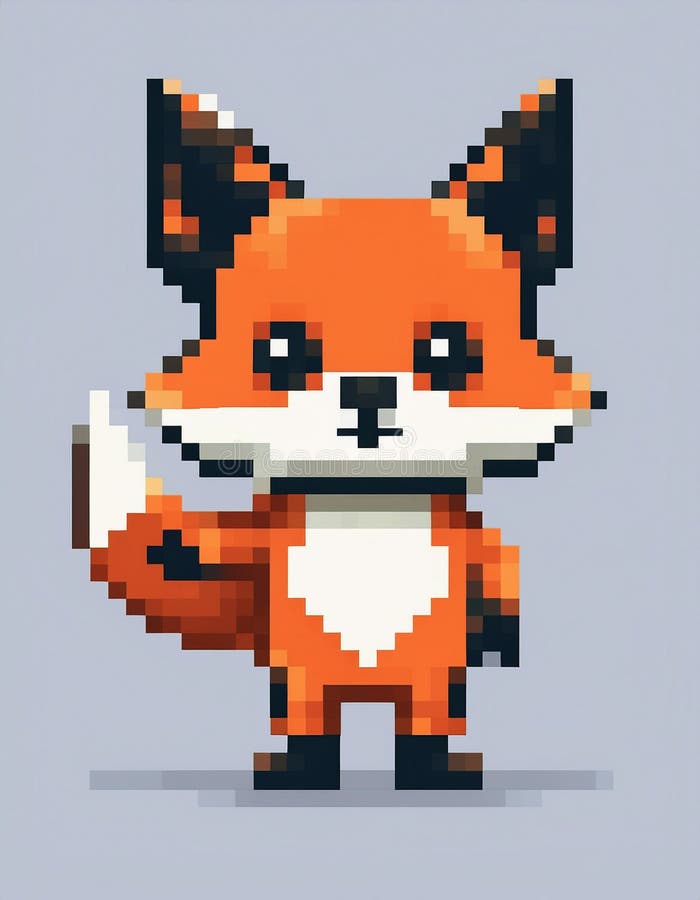 Pixel Art Style Fox Portrait Stock Illustration - Illustration of pixel ...