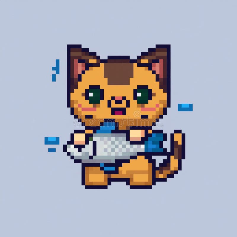 Pixel Art Style Pixelated Cat Stock Photo - Image of cute, pixelated ...