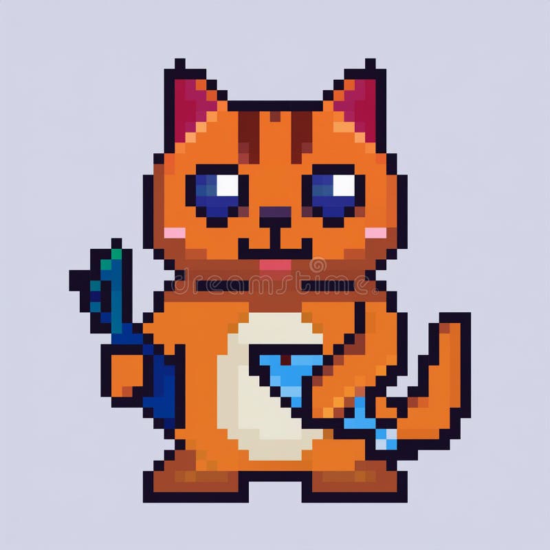 Pixel Art Style Pixelated Cat Stock Photo - Image of pixelated, cartoon ...