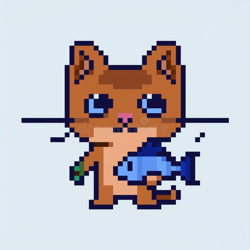 Pixel Art Style Pixelated Cat Stock Image - Image of catch, drawing ...