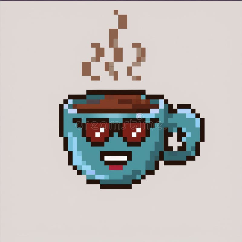 Pixel Art Style Pixelated Coffee Cup Stock Photo - Image of style ...