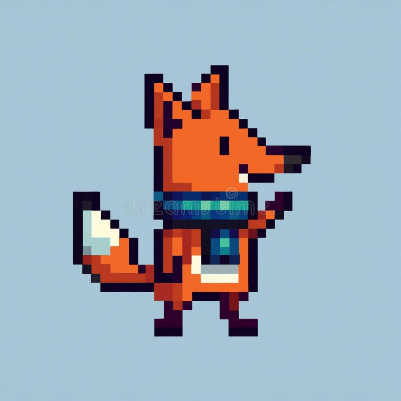 Pixel Art Style Pixelated Fox Stock Photo - Image of mascot, object ...