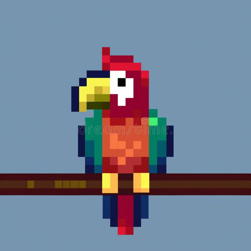 Pixel Art Style Pixelated Parrot Stock Photo - Image of design, digital ...
