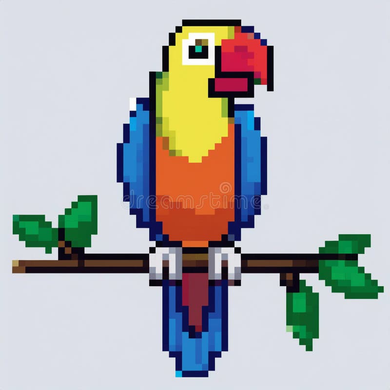Pixel Art Style Pixelated Parrot Stock Photo - Image of sitting, style ...