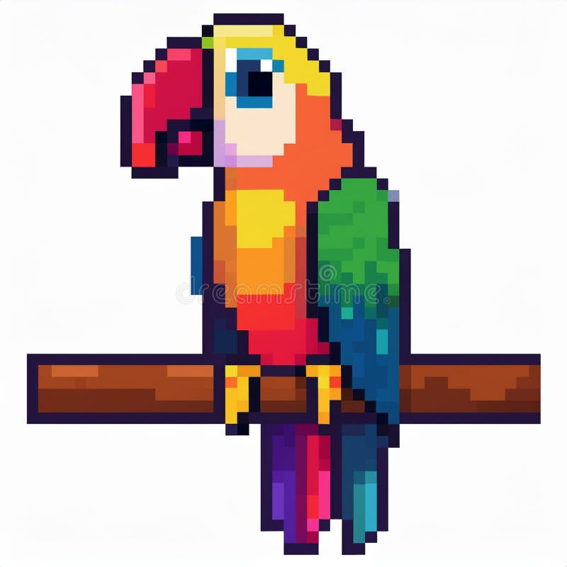 Pixel Art Style Pixelated Parrot Stock Image - Image of cute, simple ...