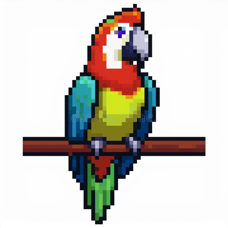 Pixel Art Style Pixelated Parrot Stock Photo - Image of mascot ...
