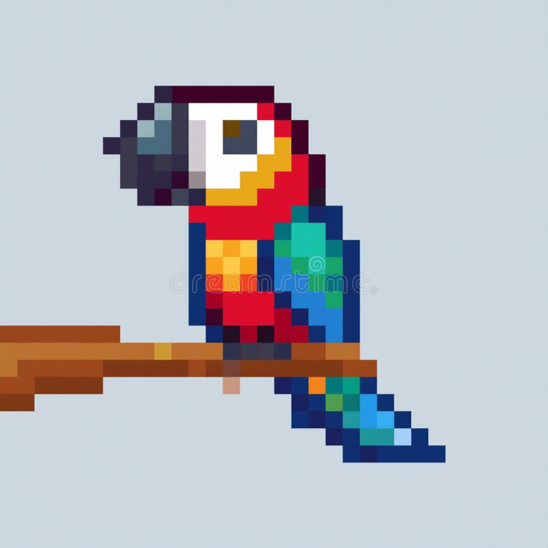 Pixel Art Style Pixelated Parrot Stock Image - Image of drawing ...